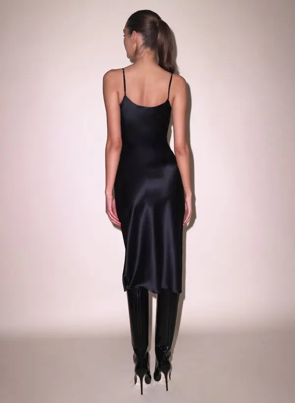 FLEUR DU MAL Vampire Rose Embroidery Slip Dress - Black