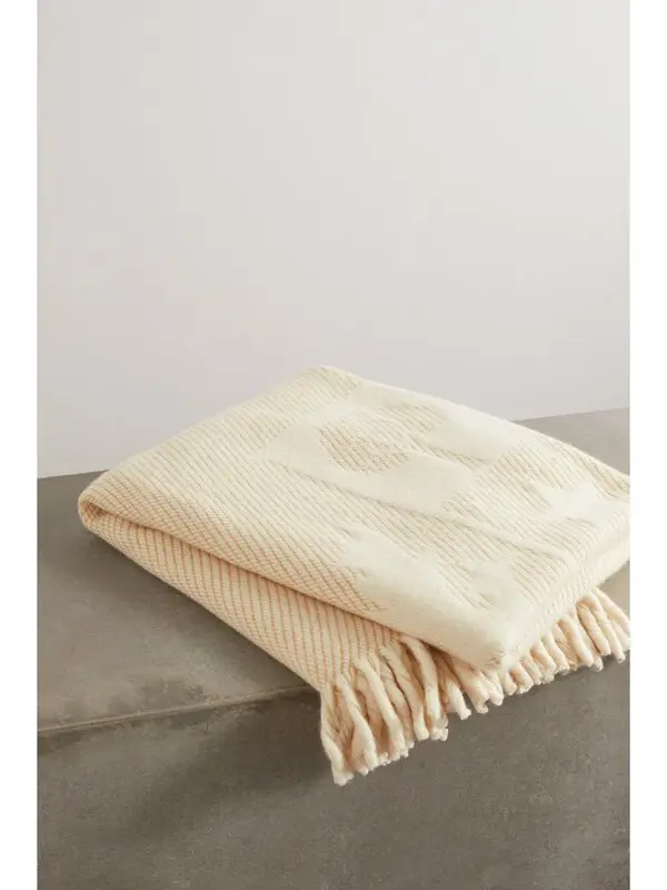 Loro Piana Fringed Logo-jacquard Cashmere Blanket