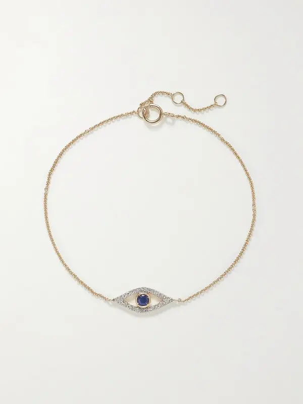 STONE AND STRAND Evil Eye Diamond And Sapphire Bracelet - Gold