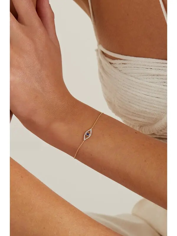 STONE AND STRAND Evil Eye Diamond And Sapphire Bracelet