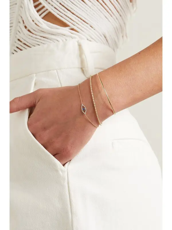 STONE AND STRAND Evil Eye Diamond And Sapphire Bracelet