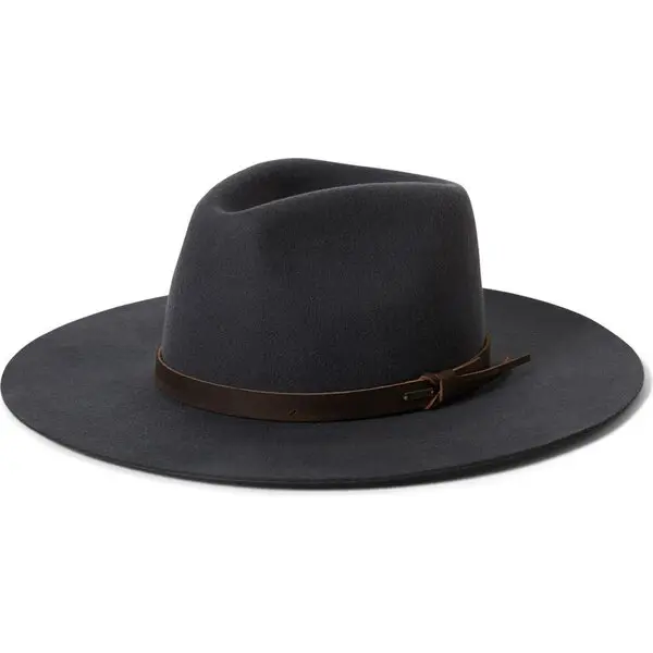 Brixton Hawkins Wool Cowboy Hat - Asphalt/brown