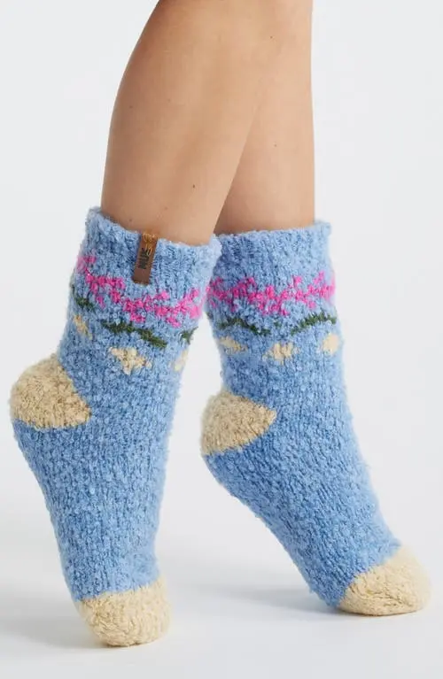 MUK LUKS Cottage Bouclé Crew Socks - Blue