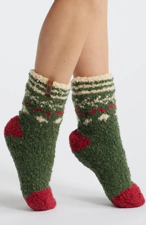 MUK LUKS Cottage Bouclé Crew Socks - Green