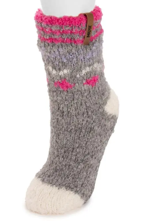 MUK LUKS Cottage Bouclé Crew Socks - Grey