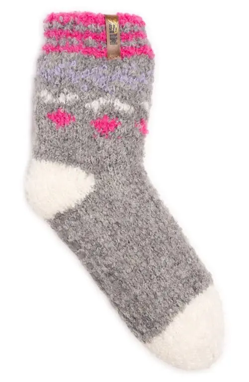MUK LUKS Cottage Bouclé Crew Socks - Grey