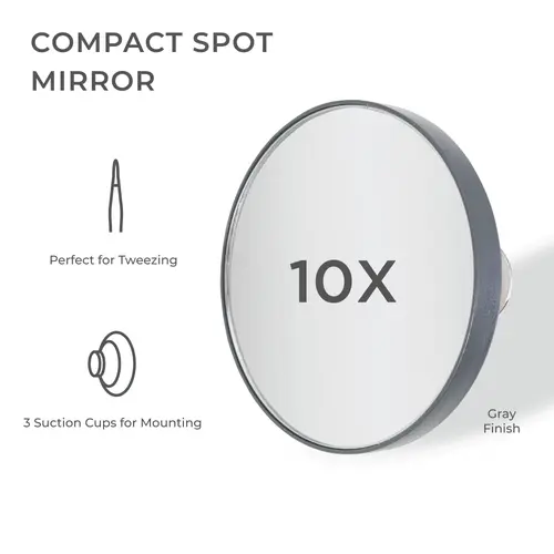 ZADRO Compact Mirror With 10x Magnification & Suction Cup - Gray