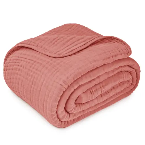 COMFY CUBS Adult Muslin Blanket - Dusty Rose