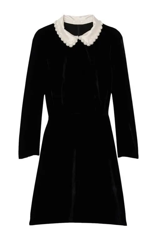 Sandro Velvet Mini Dress In Black - 40% Off | Editorialist