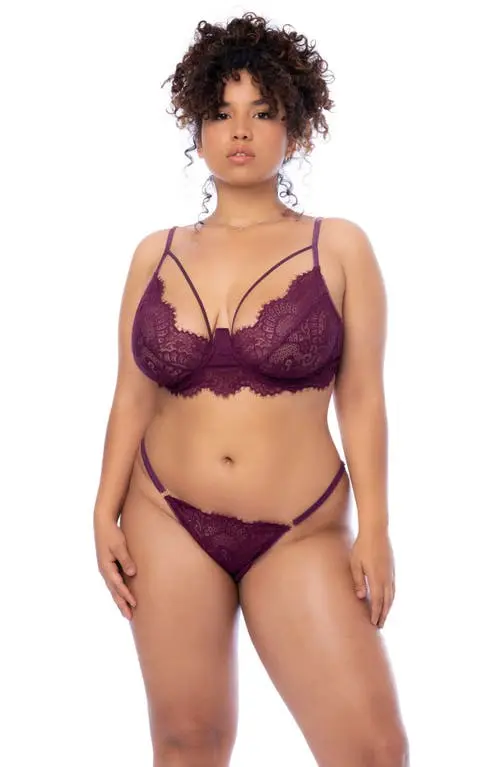 MAPALE Eyelash Lace Underwire Bra - Wine