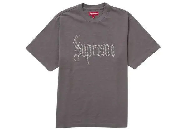 Supreme Rhinestone Short Sleeve Top - Grey