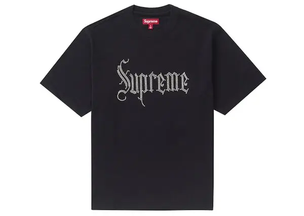 Supreme Rhinestone Short Sleeve Top - Black