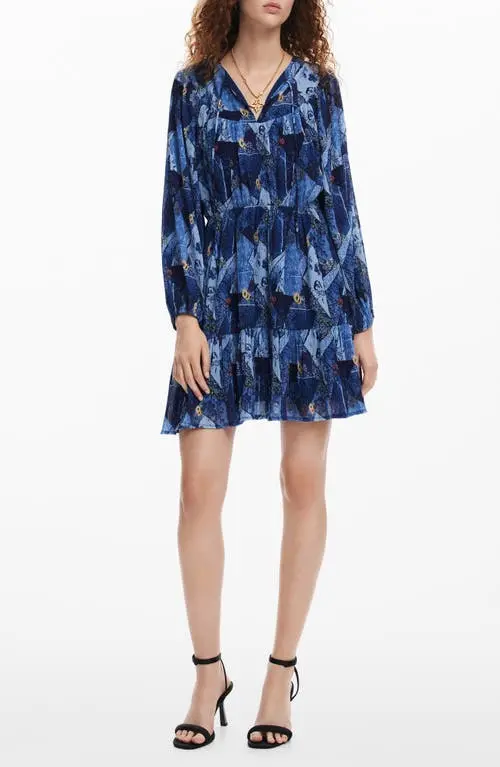 Desigual Luca Long Sleeve Plissé Dress
