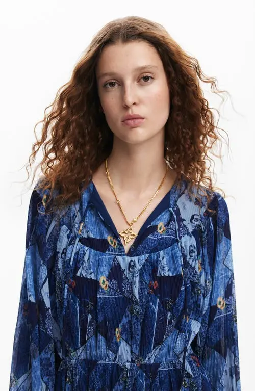 Desigual Luca Long Sleeve Plissé Dress