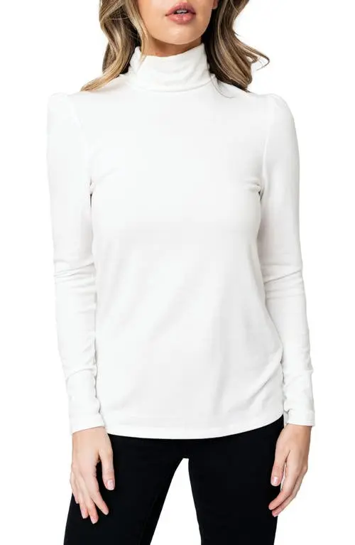 GIBSONLOOK Puff Sleeve Ribbed Turtleneck - Ivory