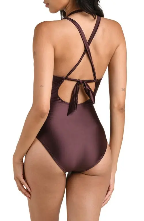 La Blanca High Neck One-piece Swimsuit - Truffle