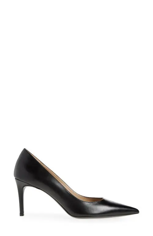 STUART WEITZMAN Power 75 Pointed Toe Pump - Black Leather