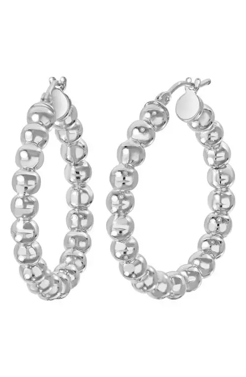 Bony Levy 14k Gold Beaded Hoop Earrings - 14k White Gold