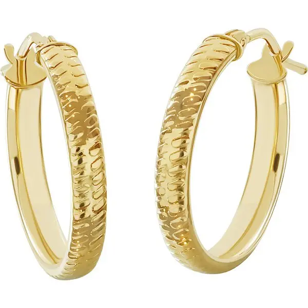 Bony Levy 14k Gold Textured Hoop Earrings - 14k Yellow Gold
