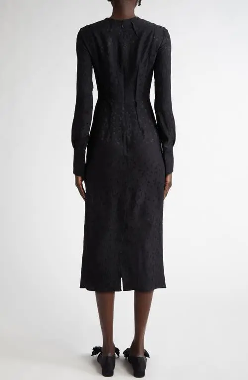 Erdem Long Sleeve Guipure Lace & Floral Satin Midi Dress