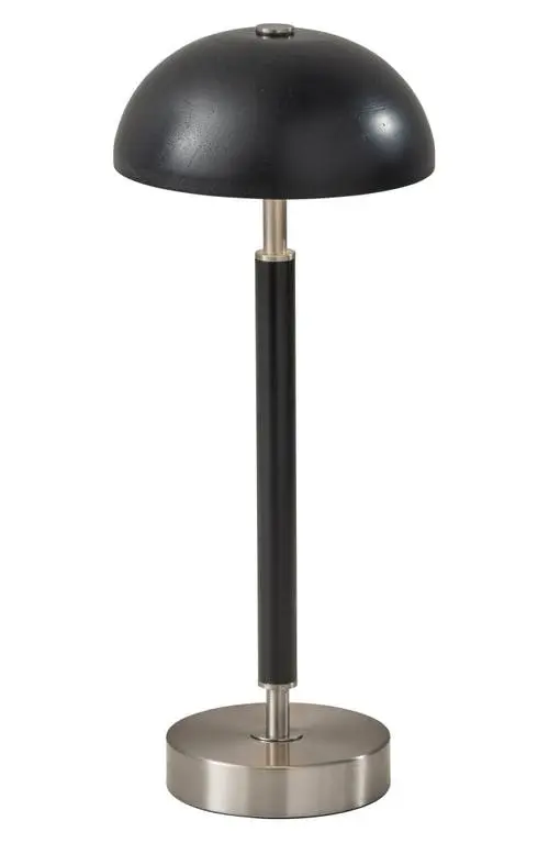 ADESSO Ronny Cordless Led Table Lamp - Black Wood / Brushed Steel