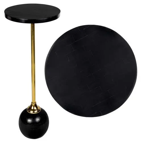 JONATHAN Y Evelyn Modern Glam Metal/resin Mosaic Pedestal Drink Table - Black/gold