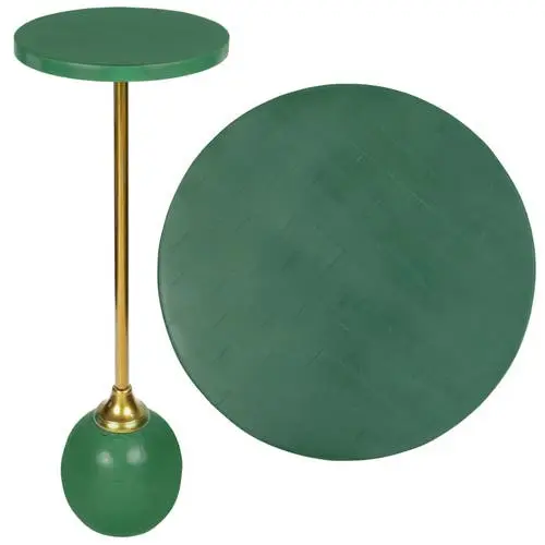 JONATHAN Y Evelyn Modern Glam Metal/resin Mosaic Pedestal Drink Table - Green/gold