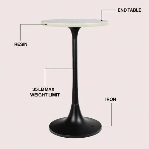 JONATHAN Y Nysha Bohemian Round Aluminum Tulip Pedestal End Table