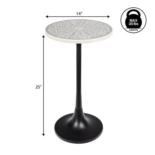 JONATHAN Y Nysha Bohemian Round Aluminum Tulip Pedestal End Table
