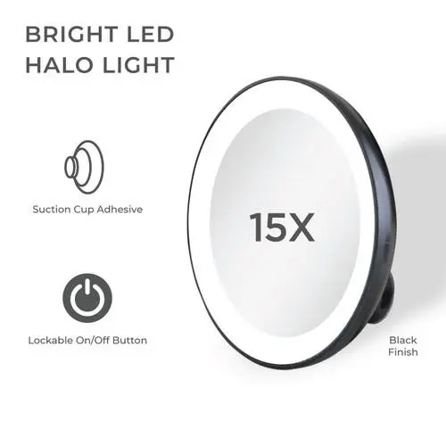 ZADRO Lighted Compact Mirror With 15x Magnification & Suction Cup