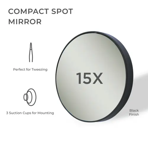 ZADRO Compact Mirror With 15x Magnification & Suction Cup - Black