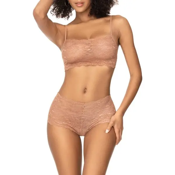 MAPALE Lace Bralette & Boyshorts Set - Taupe