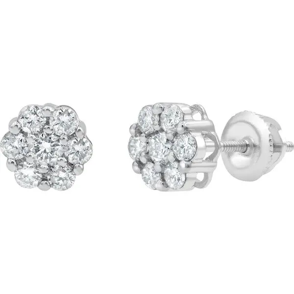 LUVMYJEWELRY Blossom Flower Cluster Diamond Earrings - 14k White Gold