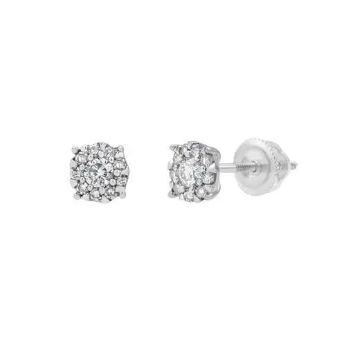 LUVMYJEWELRY Diamond Cluster Earrings - 14k White Gold