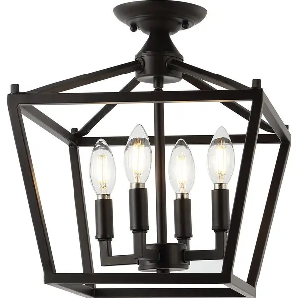 JONATHAN Y Plains 4-light Iron Modern Farmhouse Led Flush Mount - Oil Rubbed Bronze