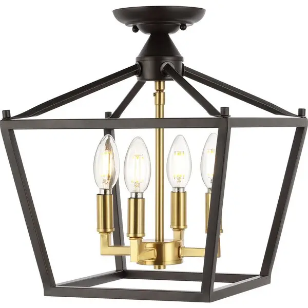 JONATHAN Y Plains 4-light Iron Modern Farmhouse Led Flush Mount - Oil Rubbed Bronze/brass Gold