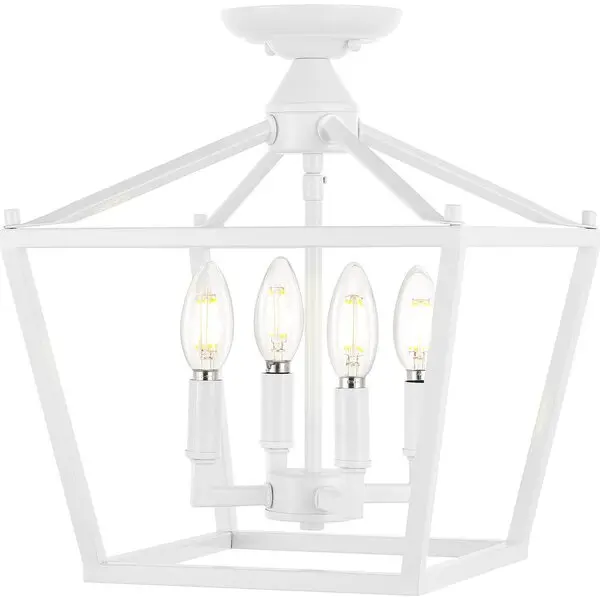 JONATHAN Y Plains 4-light Iron Modern Farmhouse Led Flush Mount - White