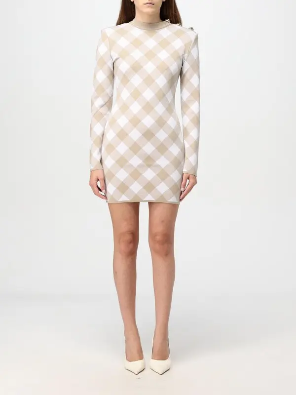 Balmain Knit Plaid Dress