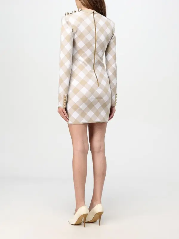 Balmain Knit Plaid Dress