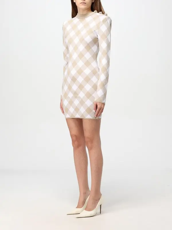 Balmain Knit Plaid Dress