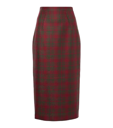 EMILIA WICKSTEAD Lorelei Plaid Wool-blend Pencil Skirt - Red