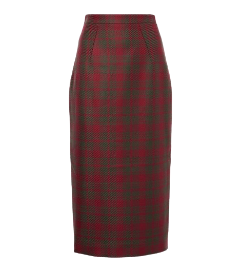 EMILIA WICKSTEAD Lorelei Plaid Wool-blend Pencil Skirt - Red
