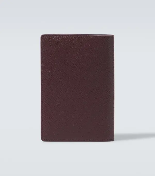 Balenciaga Logo Leather Passport Holder - Burgundy