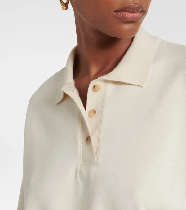 Loro Piana Cocooning Cashmere Polo Sweater - White