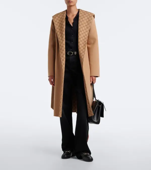 Gucci Gg Reversible Wool & Silk Coat - Beige