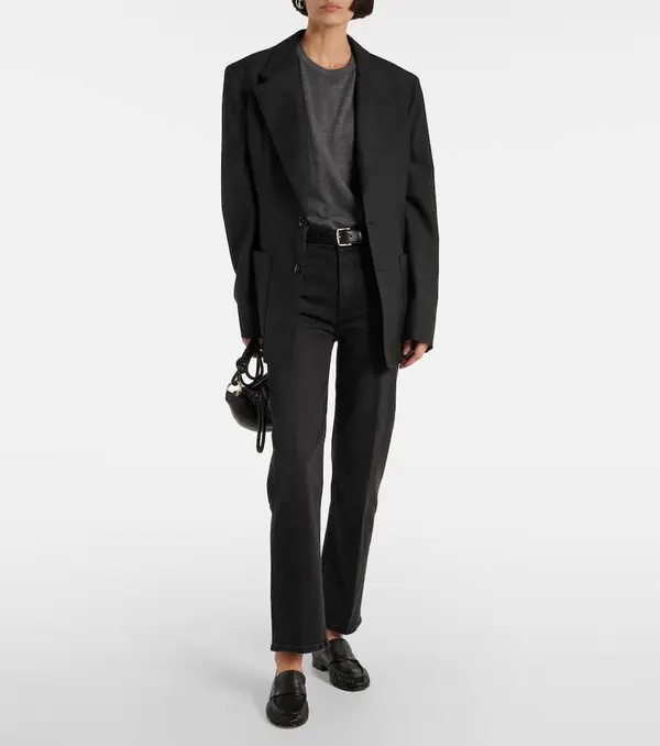 FRAME Le Sleek High-rise Straight Jeans - Black