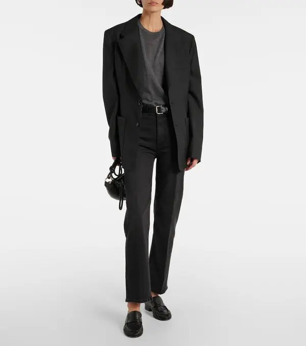 FRAME Le Sleek High-rise Straight Jeans - Black
