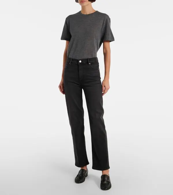 FRAME Le Sleek High-rise Straight Jeans - Black