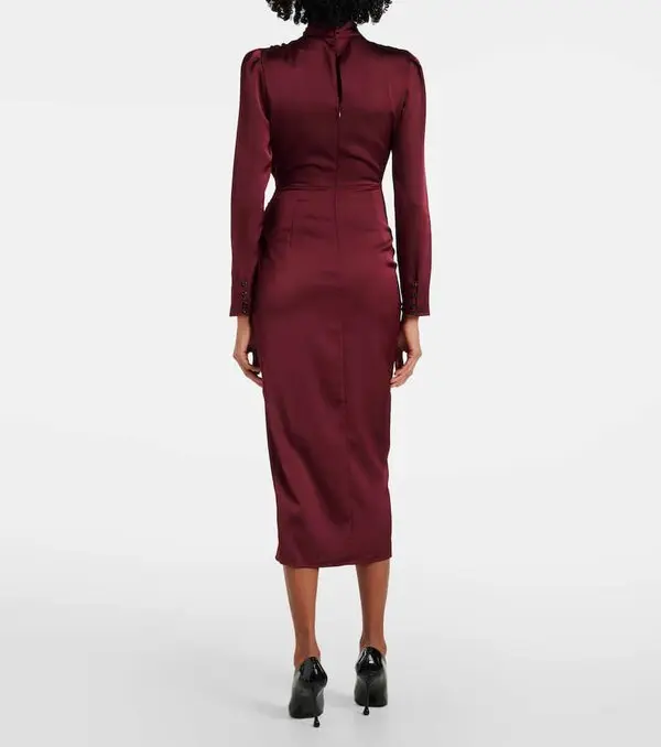 self portrait burgundy stretch crepe midi dress Burgundy Rhinestone Drape Midi Dress – self-portrait-US main image 1