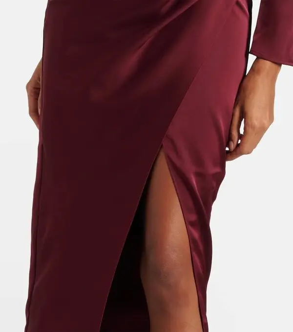 Self-Portrait Satin Midi Dress - Burgundy | Editorialist